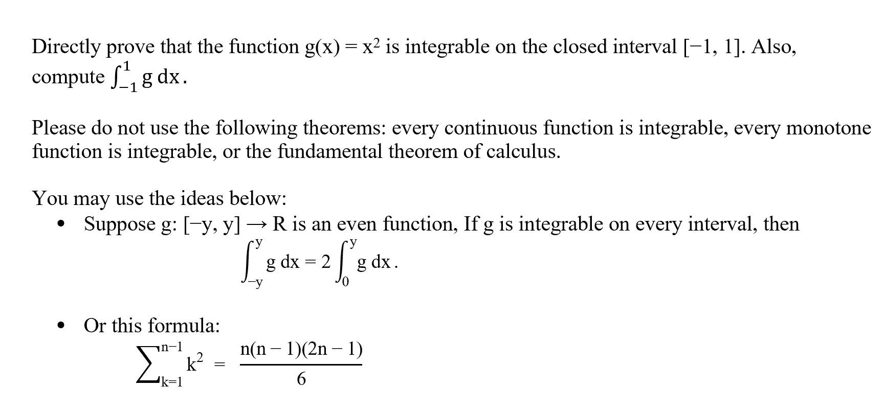 Solved Directly prove that the function g(x)= x2 is | Chegg.com