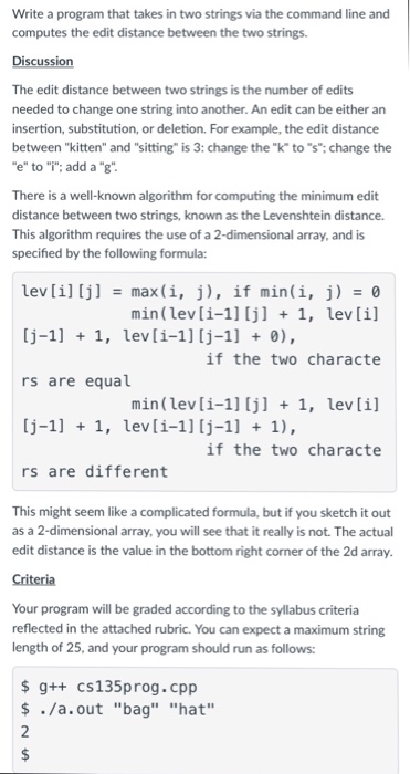 Solved Write a program that takes in two strings via the | Chegg.com