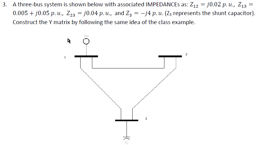 Solved 3. A three-bus system is shown below with associated | Chegg.com