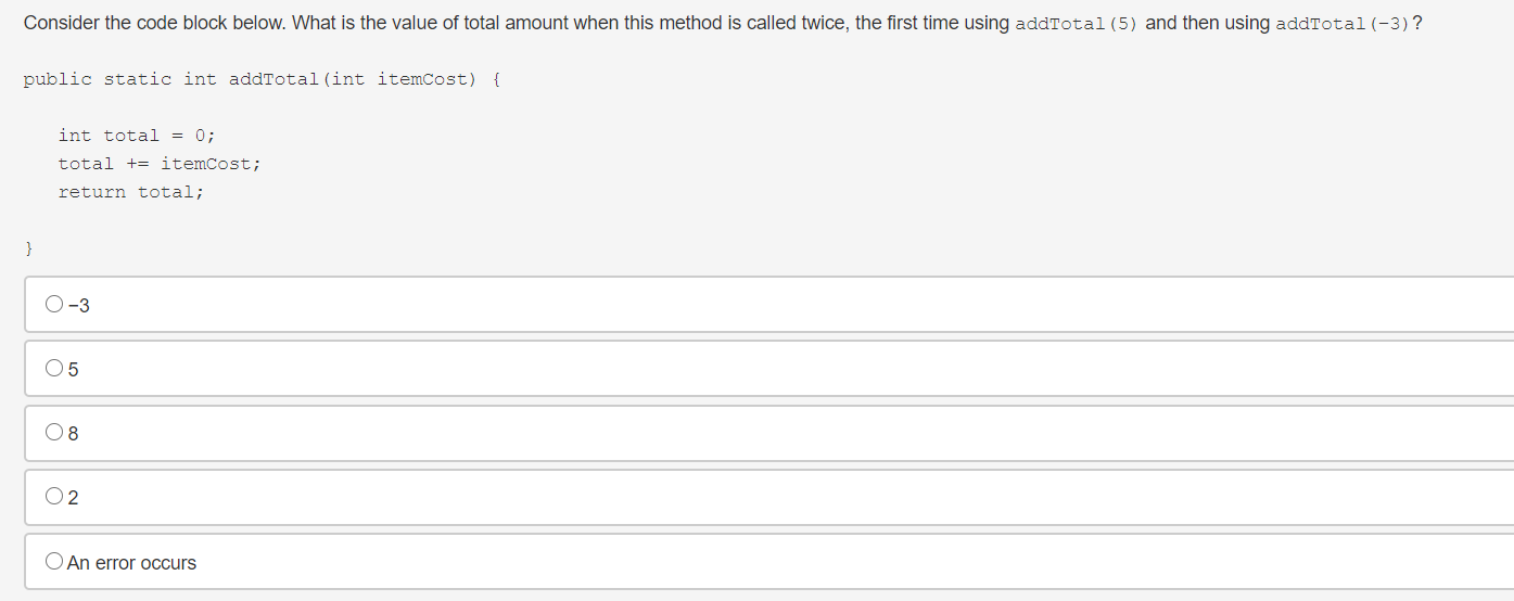 Solved Consider the code block below. What is the value of | Chegg.com