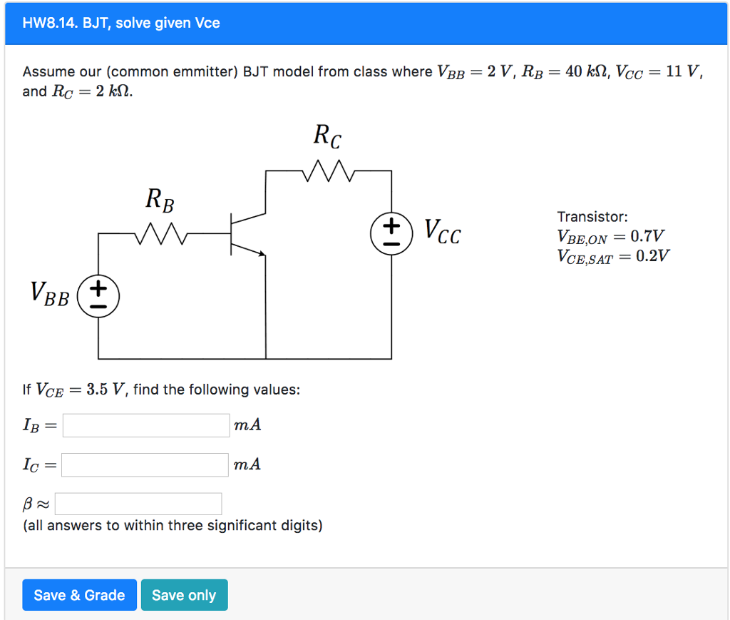 Solved HW8.10. BJT, solve The data sheet for the transistor | Chegg.com