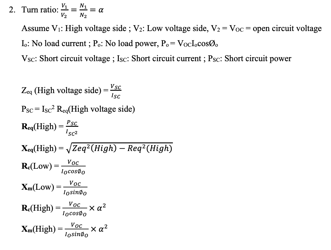 Calculate the transformer equivalent circuit | Chegg.com
