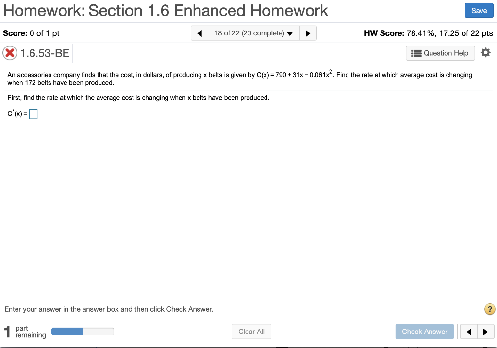 Solved Homework: Section 1.6 Enhanced Homework Save Score: 0 | Chegg.com Solved Homework: Section 1.6 Enhanced Homework Save Score: 0 | Chegg.com