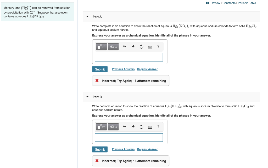 Solved II Review | Constants Periodic Table Mercury ions | Chegg.com