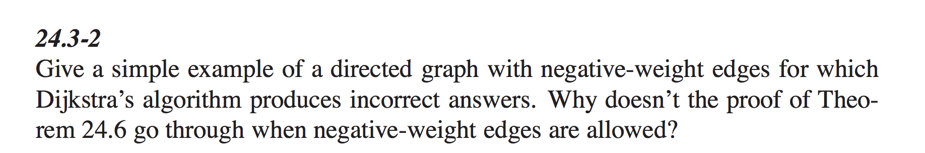 Solved 24.3-2 Give a simple example of a directed graph with | Chegg.com