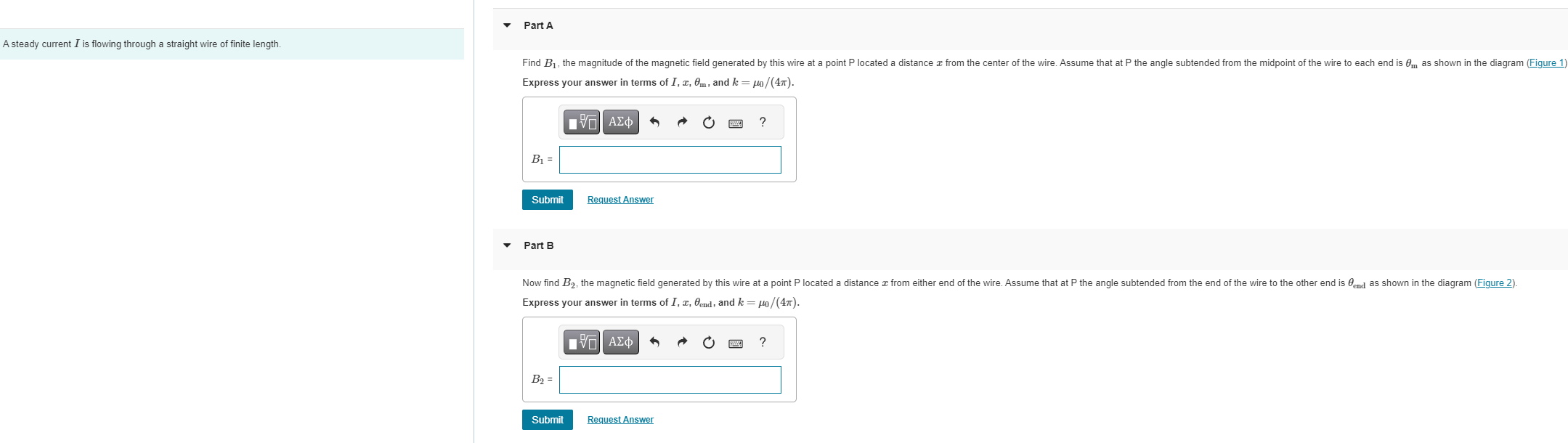 Solved A steady current I is flowing through a straight wire | Chegg.com