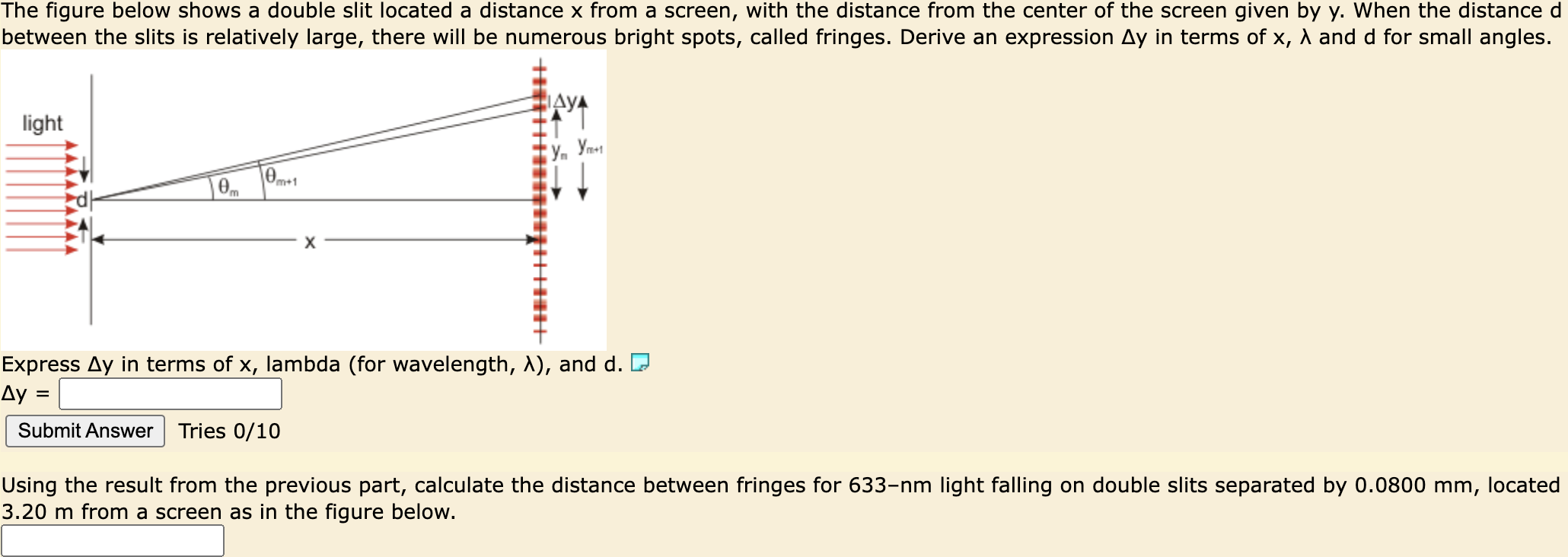 Solved The figure below shows a double slit located a | Chegg.com
