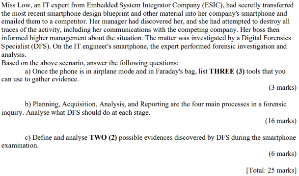 Solved Miss Low, an IT expert from Embedded System | Chegg.com