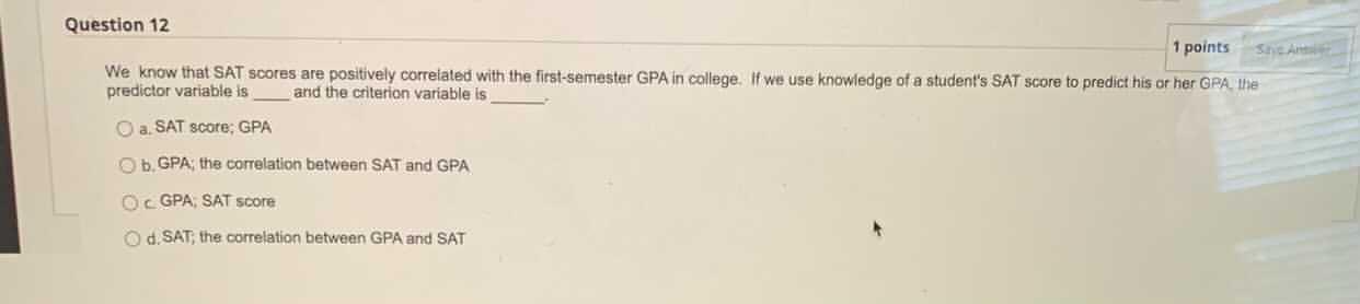 Solved Question 12 1 points Share We know that SAT scores | Chegg.com
