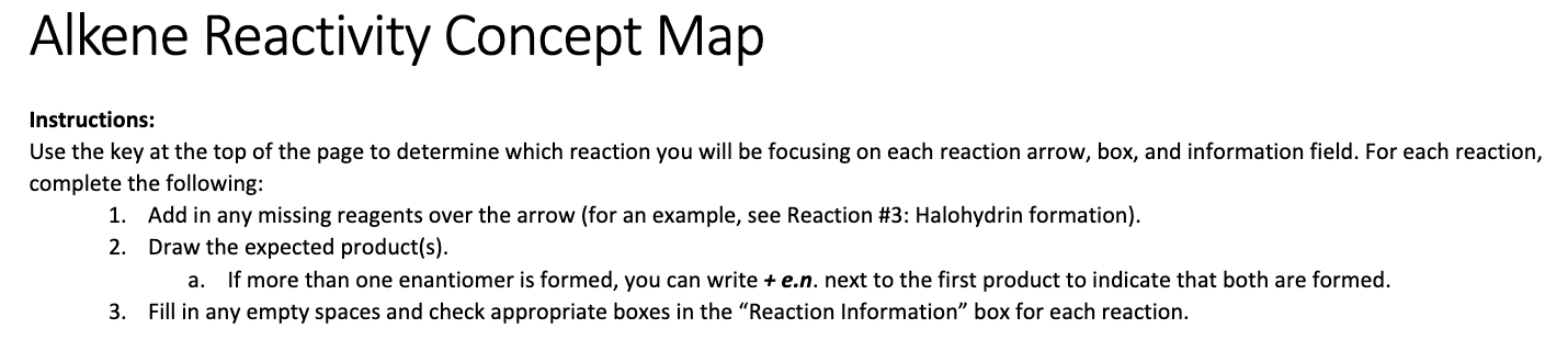 Alkene Reactivity Concept Map Instructions: Use the | Chegg.com