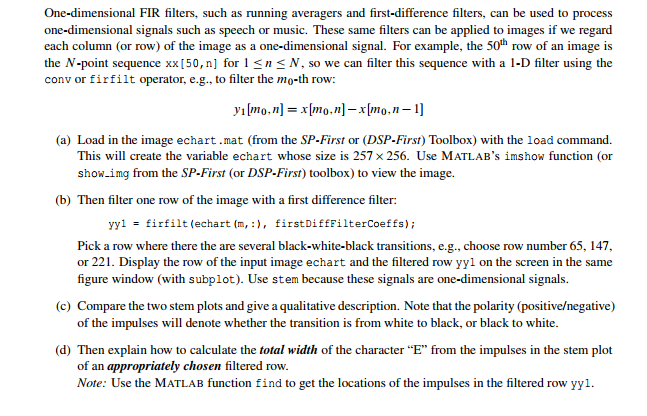 Solved One-dimensional FIR filters, such as running | Chegg.com