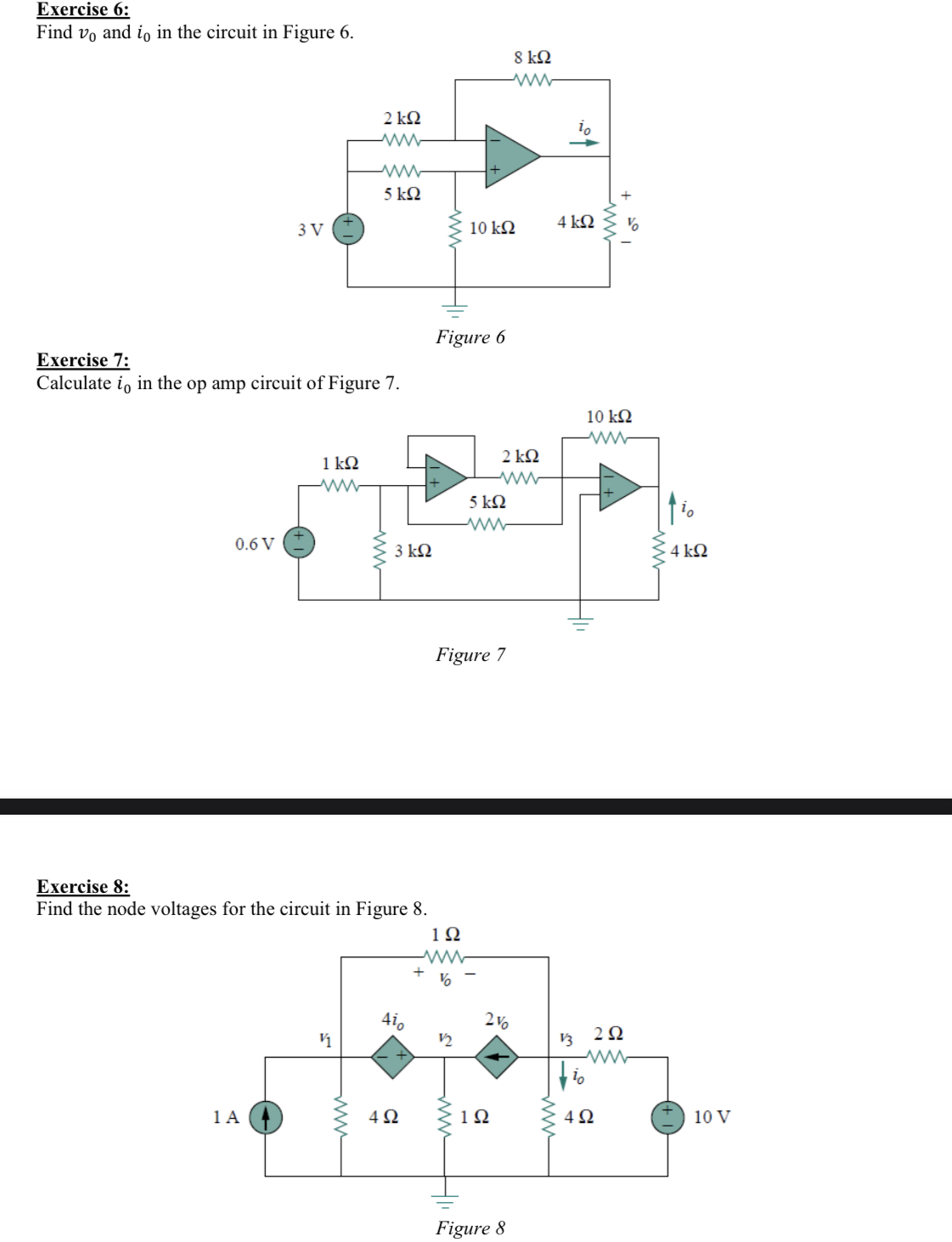 Exercise 6: Find v0 and i0 in the circuit in Figure | Chegg.com