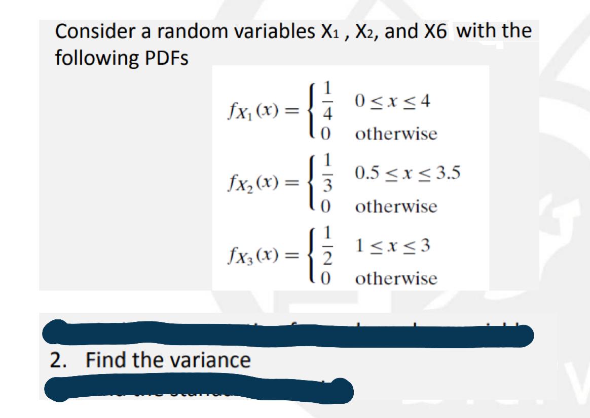 Solved 1 Consider a random variables X1, X2, and X6 with the | Chegg.com