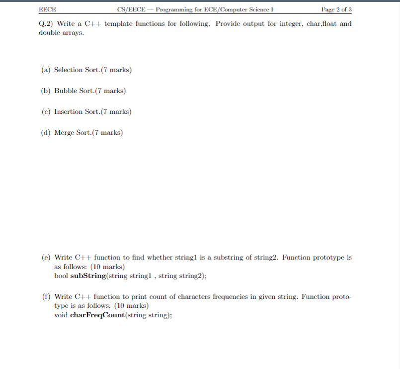 Solved EECE CS/EECE - Programming for ECE/Computer Science I | Chegg.com