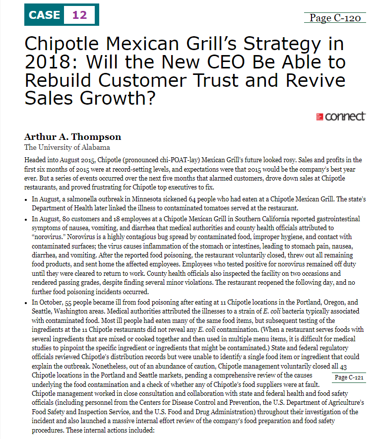 Solved CASE 12 Page C-120 Chipotle Mexican Grill's Strategy | Chegg.com