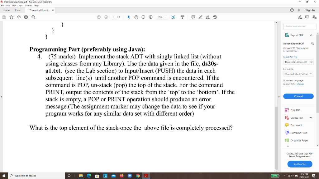 Solved Theoretical Questions, pot - Adobe Acrobat Reader DC | Chegg.com