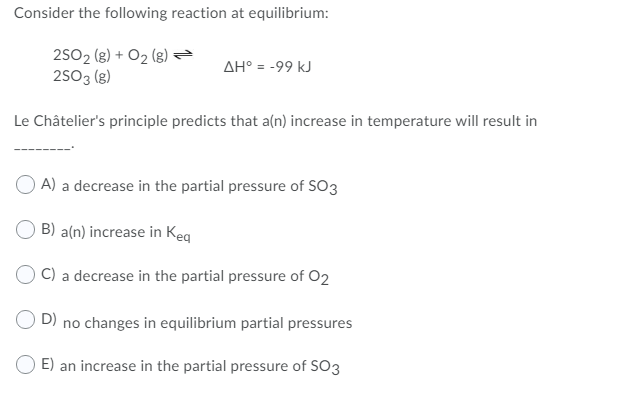 Solved Consider the following reaction at equilibrium: | Chegg.com