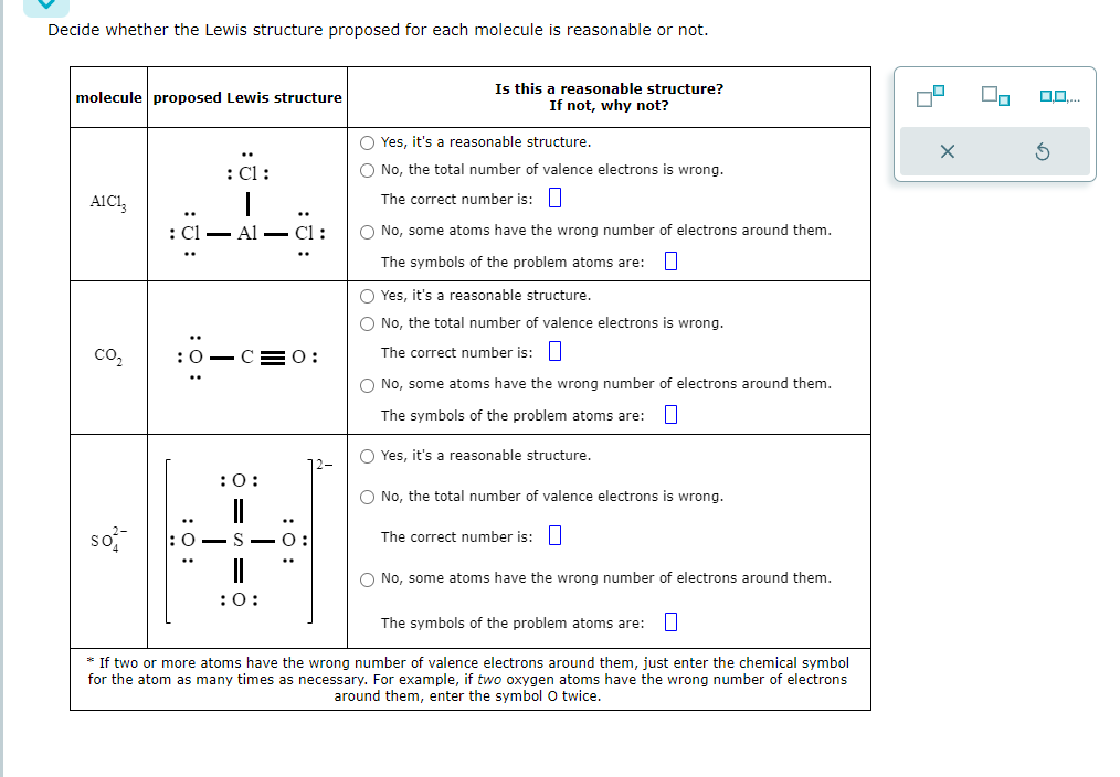 Solved Decide whether the Lewis structure proposed for each | Chegg.com