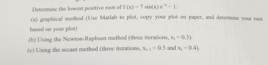 Solved Determine the lowest positive root of f(x)-7 sin(x) | Chegg.com