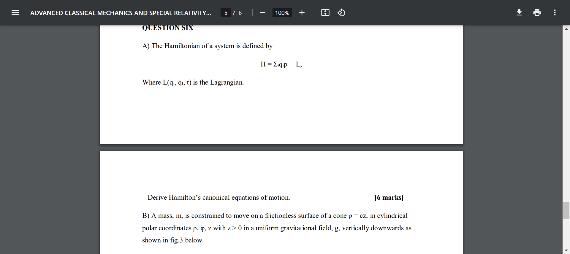 Solved A) Consider a particle of mass m moving in a plane | Chegg.com