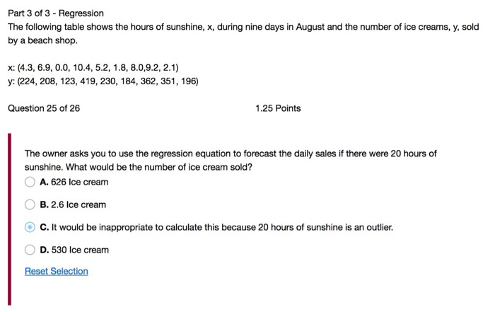 Solved Part 3 of 3 - Regression The following table shows | Chegg.com