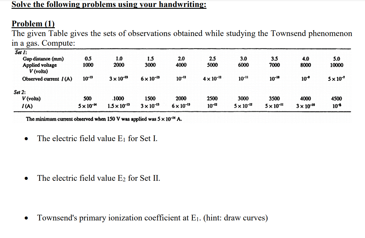 Solve the following problems using your handwriting: | Chegg.com