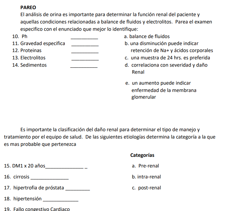 PAREO El análisis de orina es importante para | Chegg.com