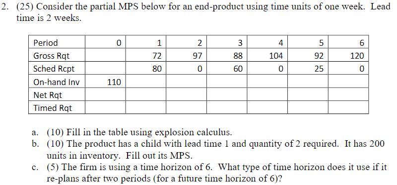(25) Consider the partial MPS below for an | Chegg.com