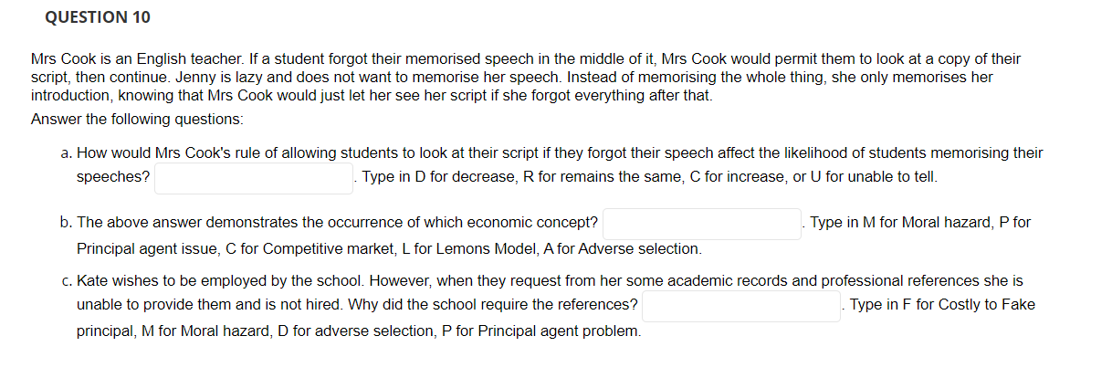 Solved Mrs Cook is an English teacher. If a student forgot | Chegg.com