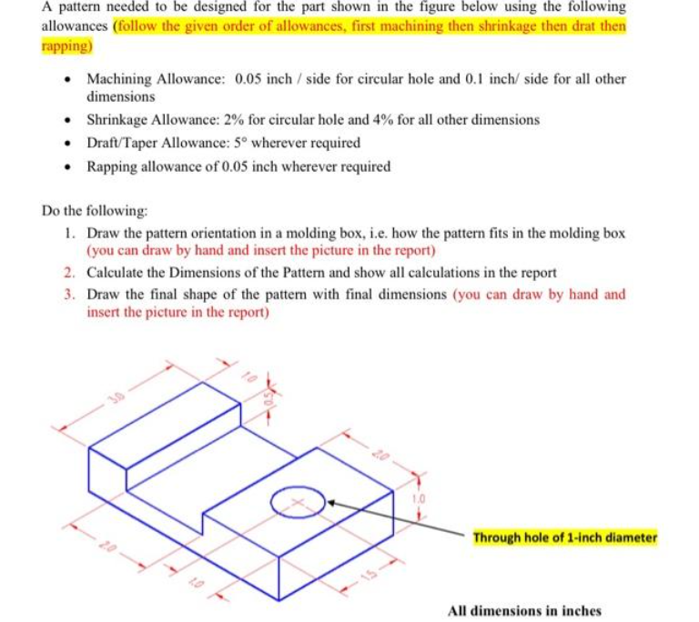 Solved A pattern needed to be designed for the part shown in | Chegg.com