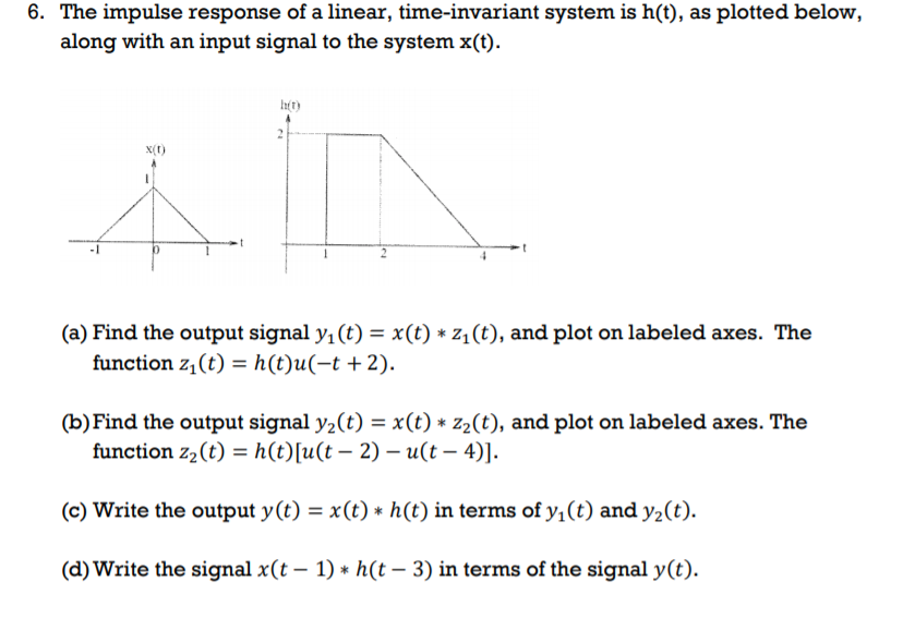 Solved 6. The impulse response of a linear, time-invariant | Chegg.com