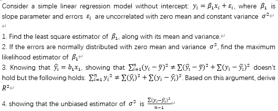 Solved Consider a simple linear regression | Chegg.com