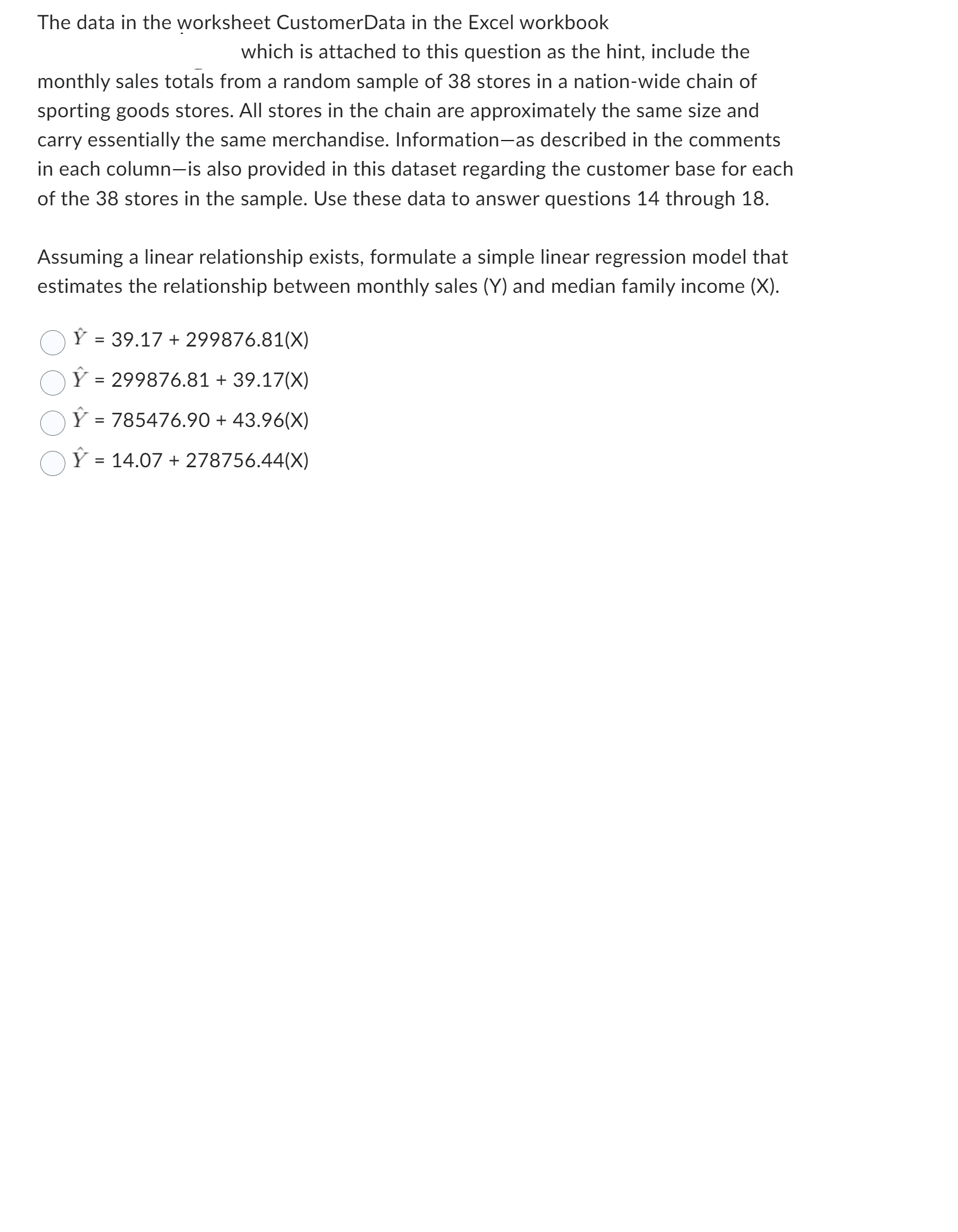 Solved The data in the worksheet CustomerData in the Excel | Chegg.com