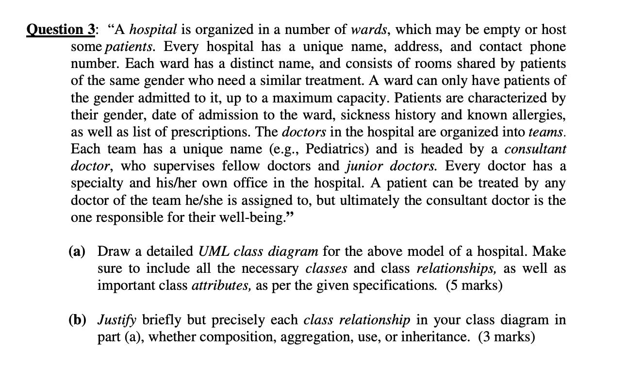Solved Question 3: “A hospital is organized in a number of | Chegg.com