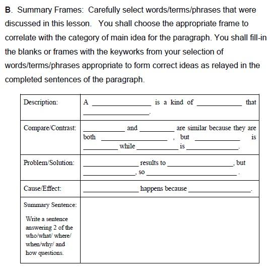 B. Summary Frames: Carefully select | Chegg.com