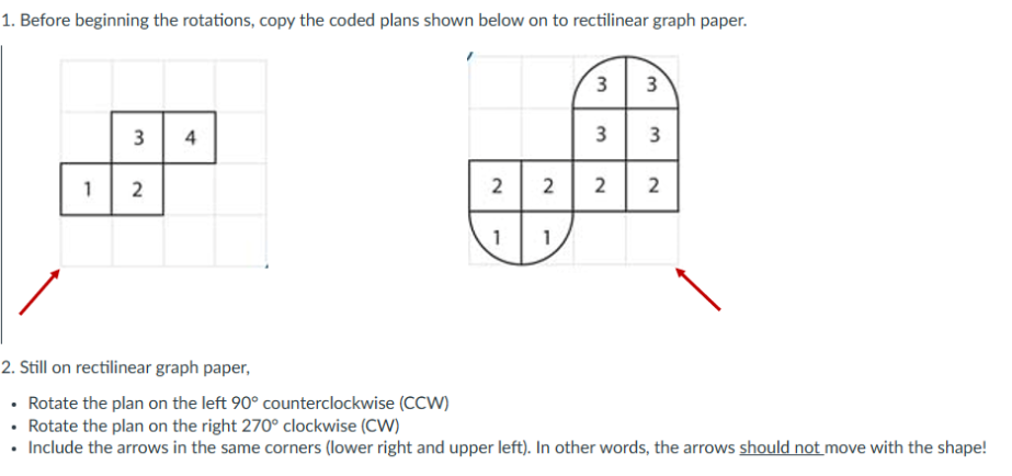 Solved Still on rectilinear graph paper,Rotate the plan on | Chegg.com