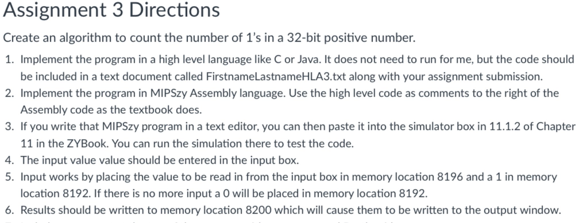 Assignment 3 Directions Create an algorithm to count | Chegg.com