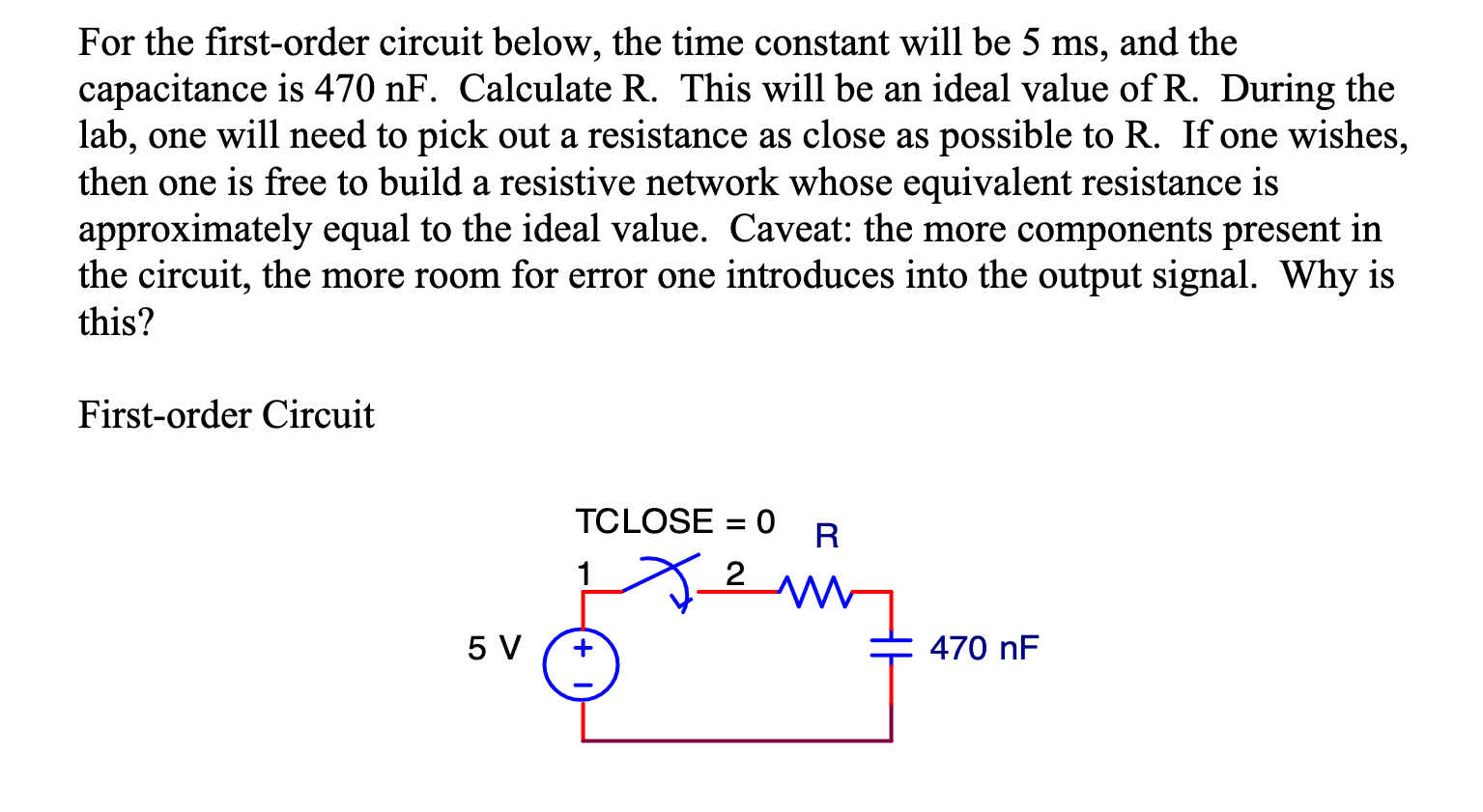 Solved For the first-order circuit below, the time constant | Chegg.com