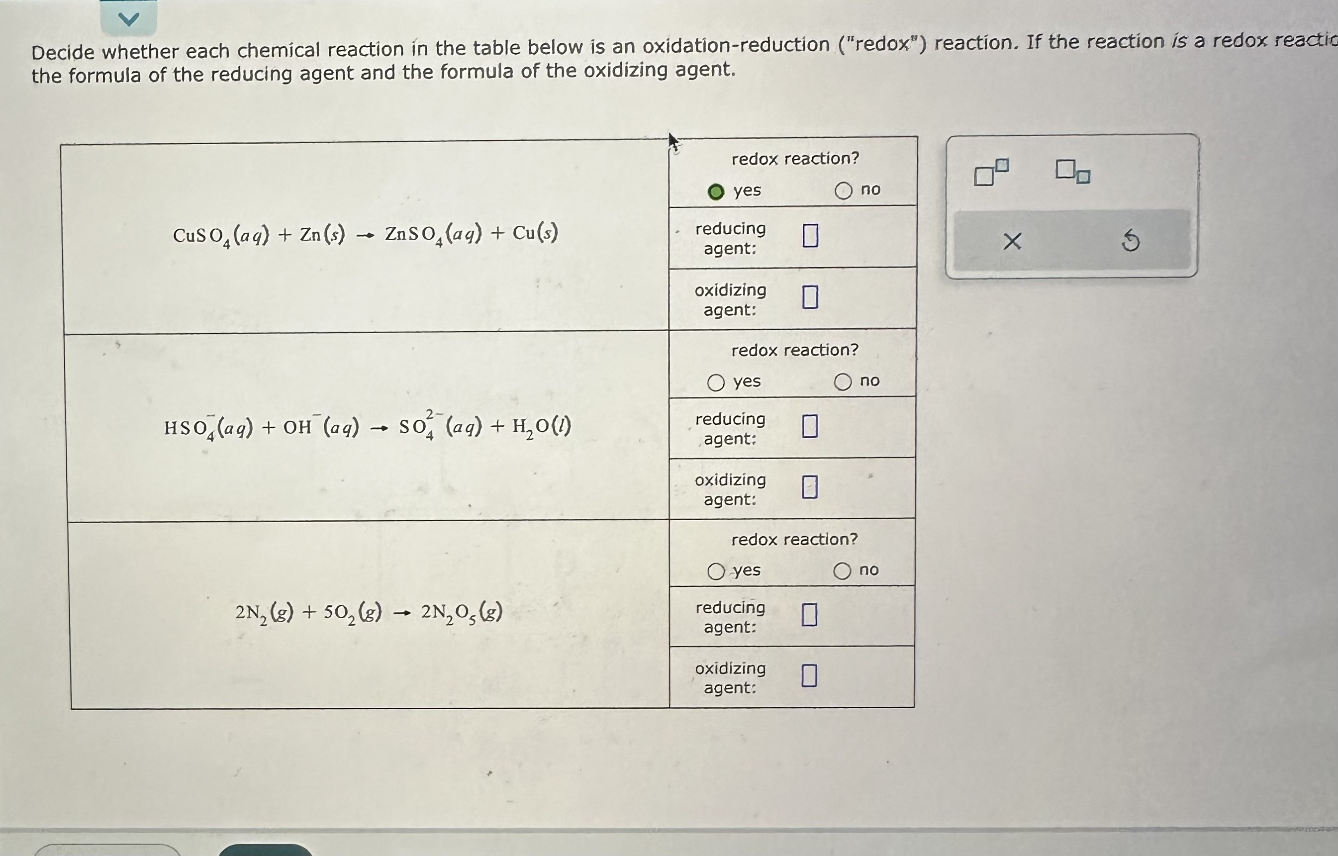 Solved Decide Whether Each Chemical Reaction In The Table