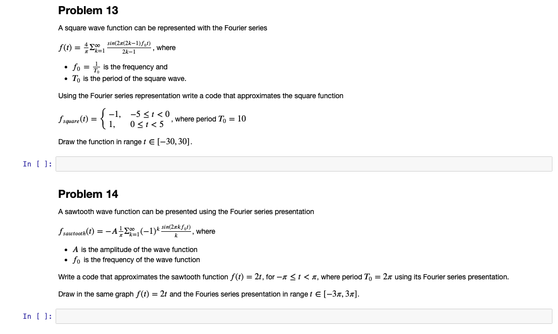 Solved Problem 13 A square wave function can be represented | Chegg.com