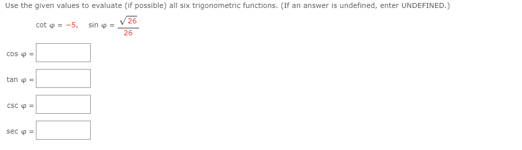 Solved Use the given values to evaluate (if possible) all | Chegg.com
