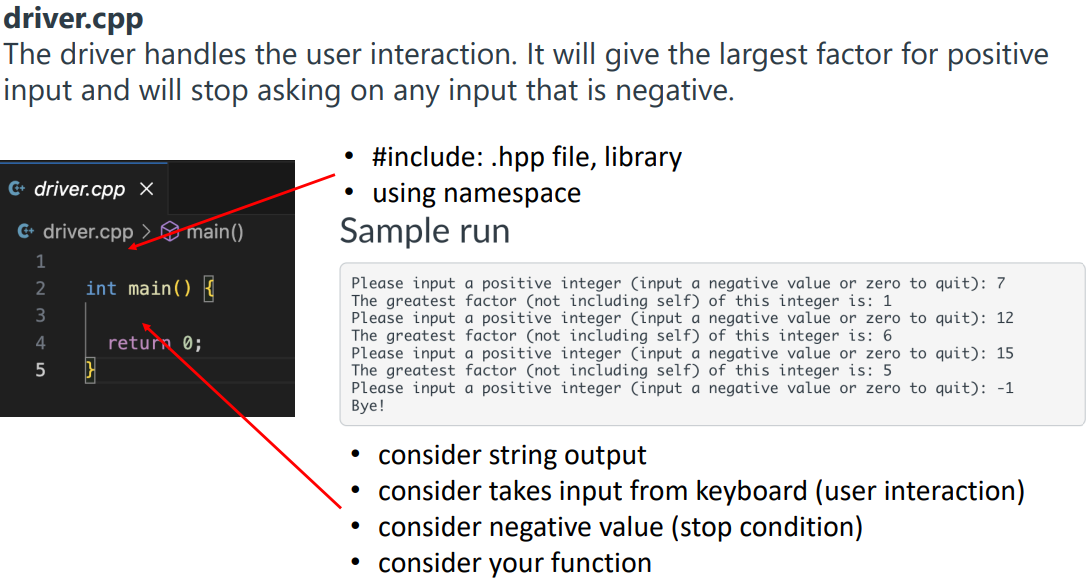 Solved driver.cppThe driver handles the user interaction. It | Chegg.com