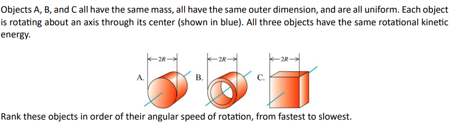 Solved Objects A, B, and C all have the same mass, all have | Chegg.com