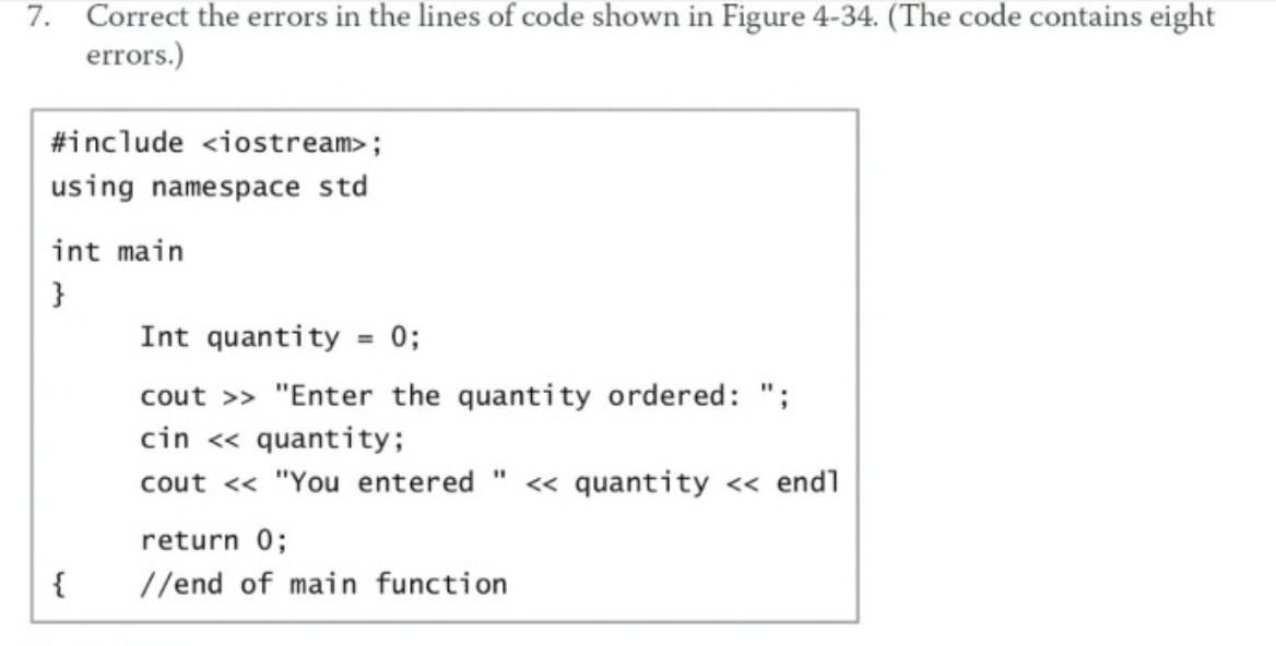 Solved 7. Correct the errors in the lines of code shown in | Chegg.com