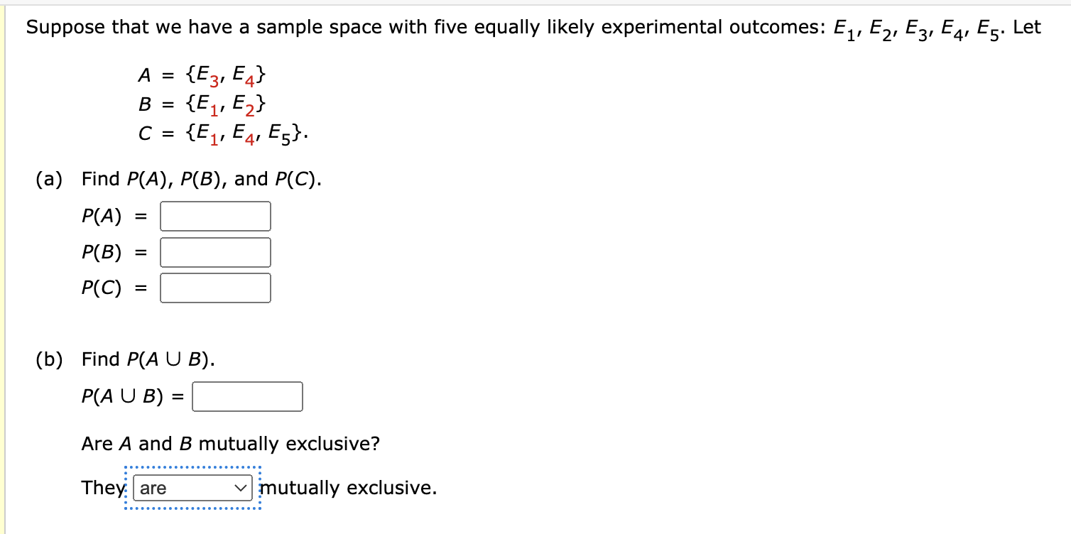 Solved Suppose that we have a sample space with five equally | Chegg.com
