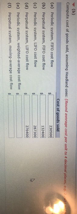 Solved Problem 8-6 (Part Level Submission) Headland Company | Chegg.com