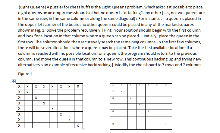 Solved (Eight Queens) A puzzler for chess buffs is the Eight | Chegg.com
