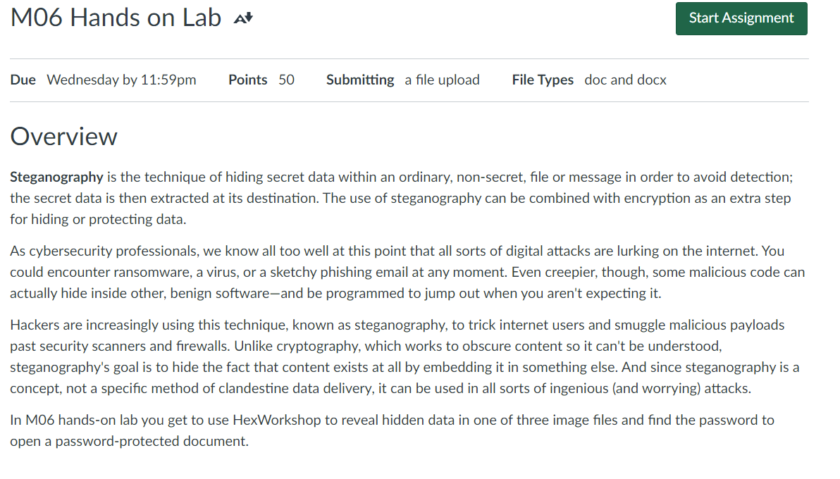 M06 Hands on Lab At Start Assignment Due Wednesday by | Chegg.com