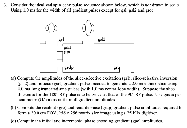 Consider the idealized spin-echo pulse sequence shown | Chegg.com