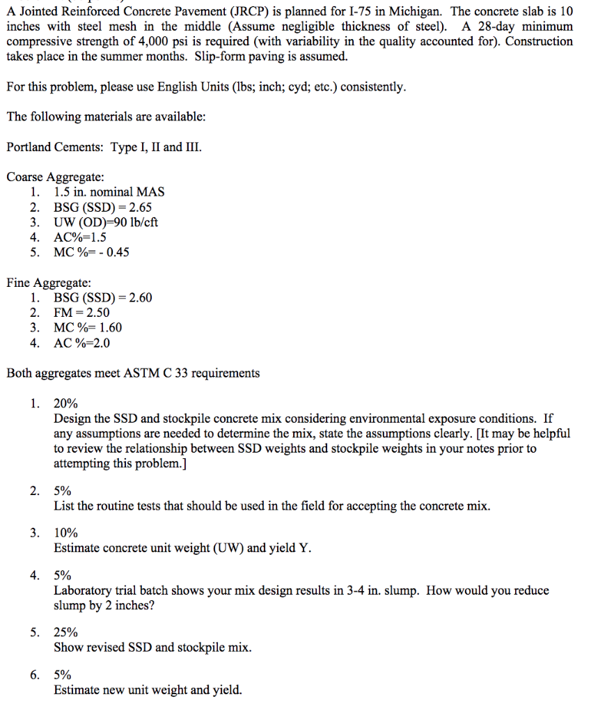 A Jointed Reinforced Concrete Pavement (JRCP) is | Chegg.com
